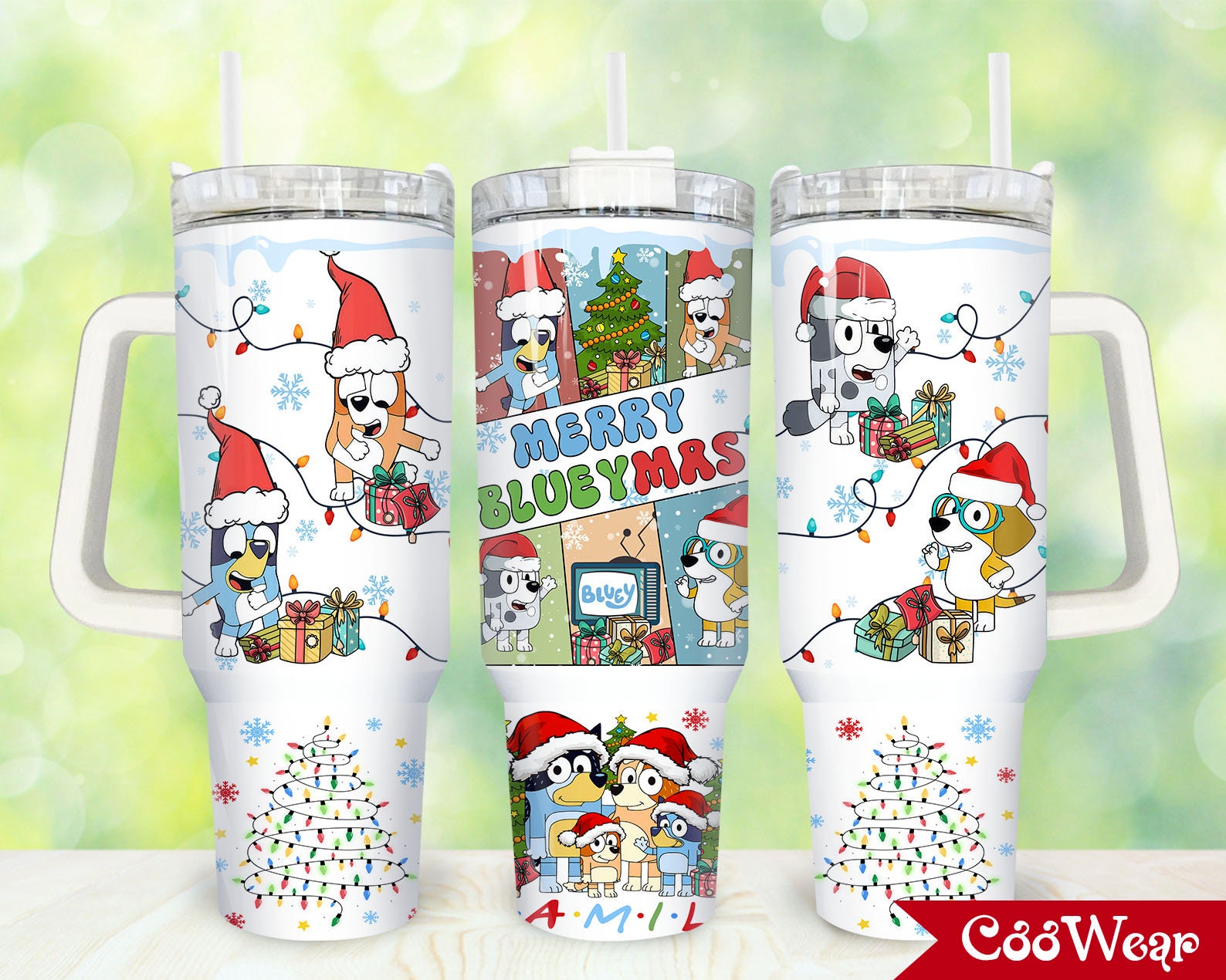 Christmas BlueyCartoon Custom Quencher Tumbler 40oz - Latakids