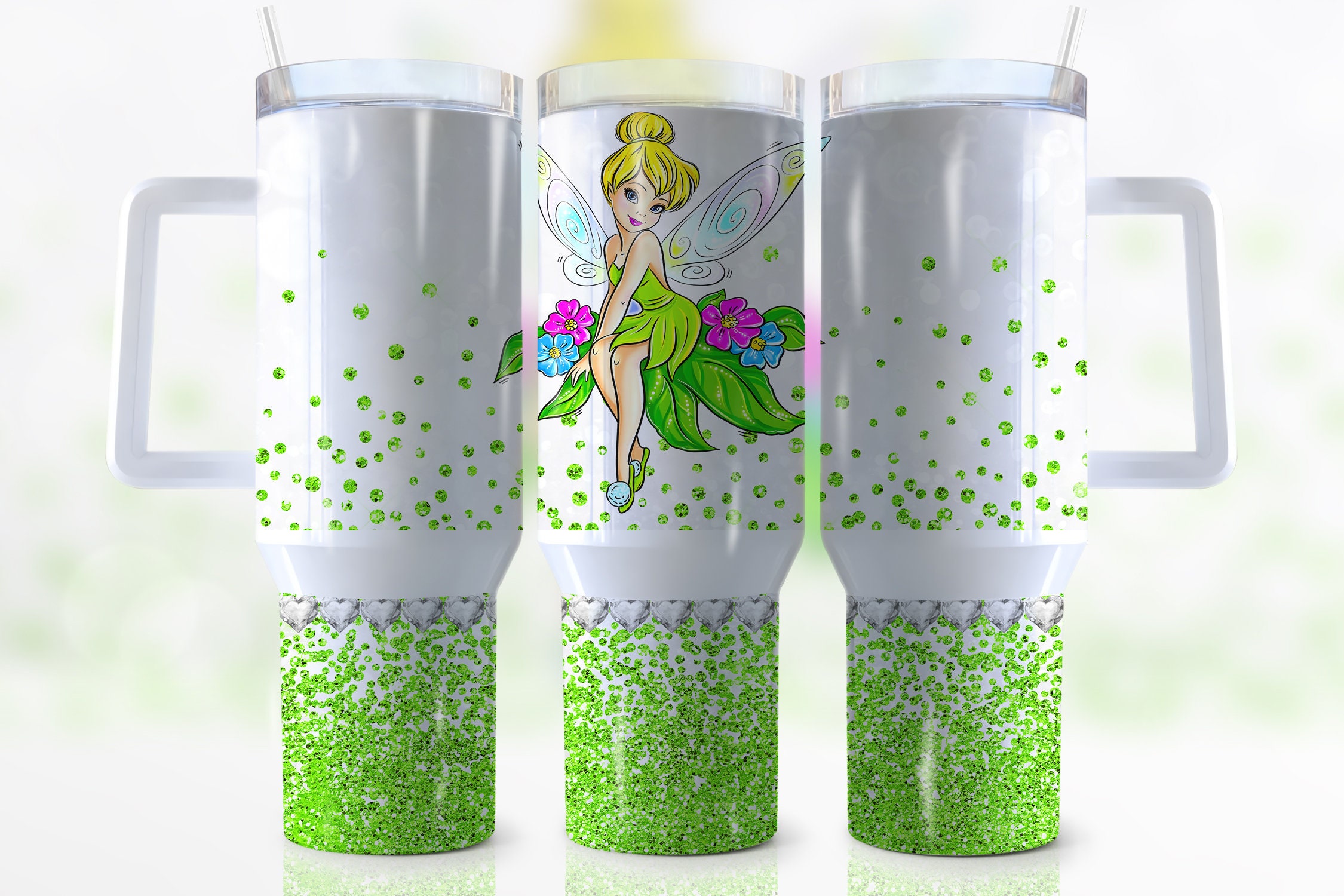 Tinker Bell Disney Cartoon Custom Quencher Tumbler 40oz - Latakids